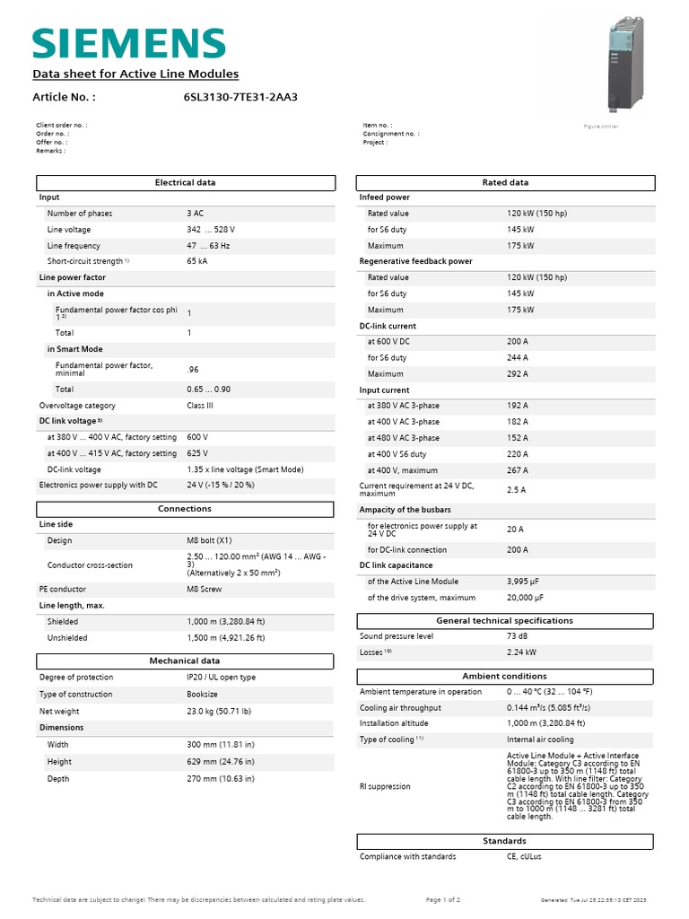 Active Line Modules Data Sheet | PDF | Power Supply | Alternating Current