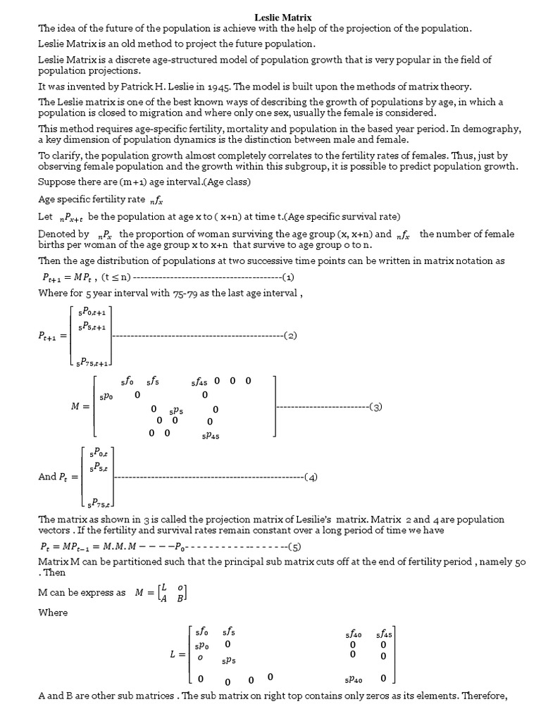 Lislie Matrix1 | PDF | Matrix (Mathematics) | Mathematics