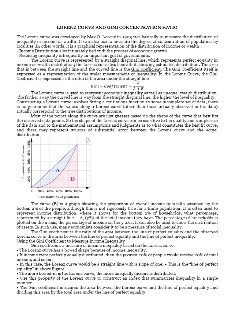 Lorenz Curve and Gini Concentration Ratio | PDF | Gini Coefficient | Income Distribution