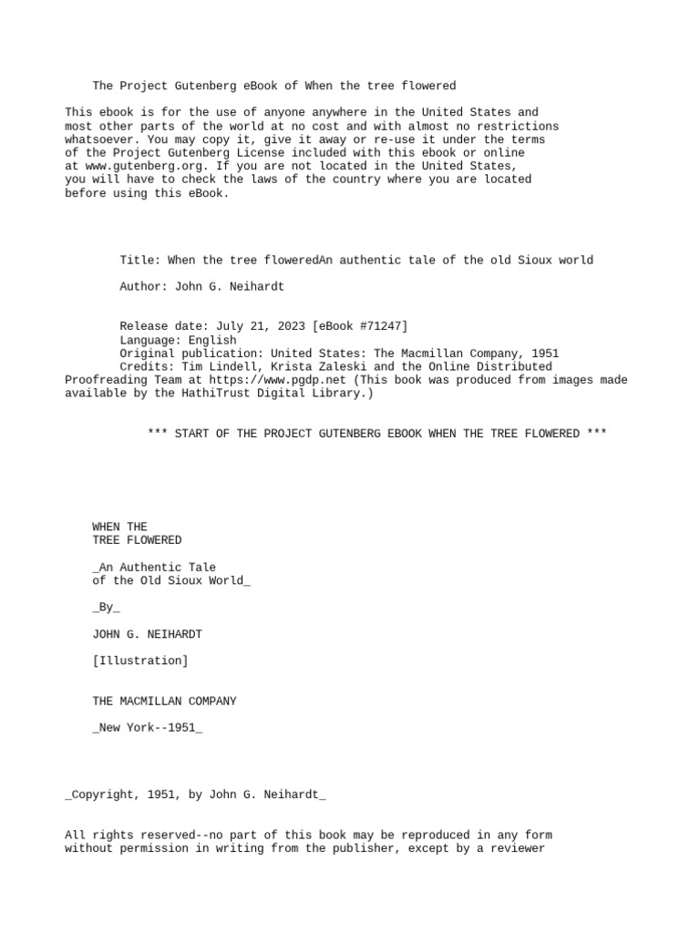 When The Tree Flowered: An Authentic Tale of The Old Sioux World by ...