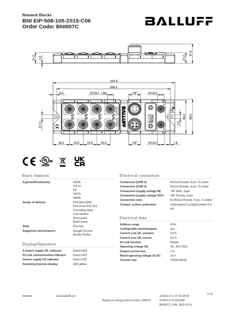 IO Link Master - BNI007C - 268379 - en | PDF | Electricity | Electrical ...