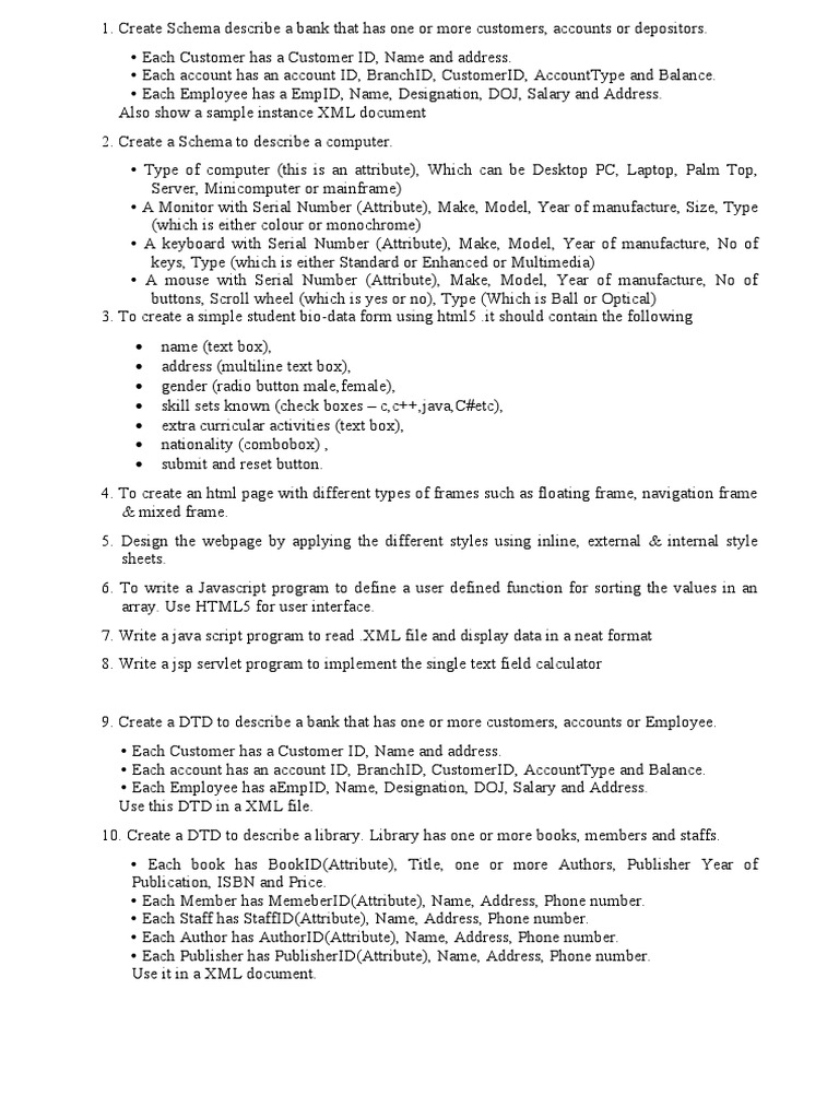 WIT Lab Questions | PDF | Xml | Java Script