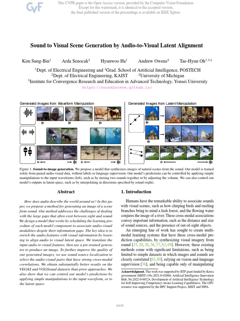 SoundtoVisualSceneGenerationbyAudio To VisualLatentAlignment | PDF | Data Compression ...
