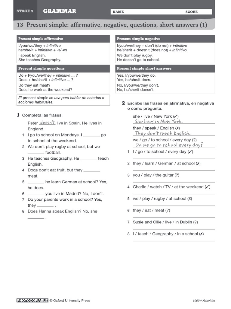 13 Present simple_ affirmative, negative, questions, short answers (1 ...