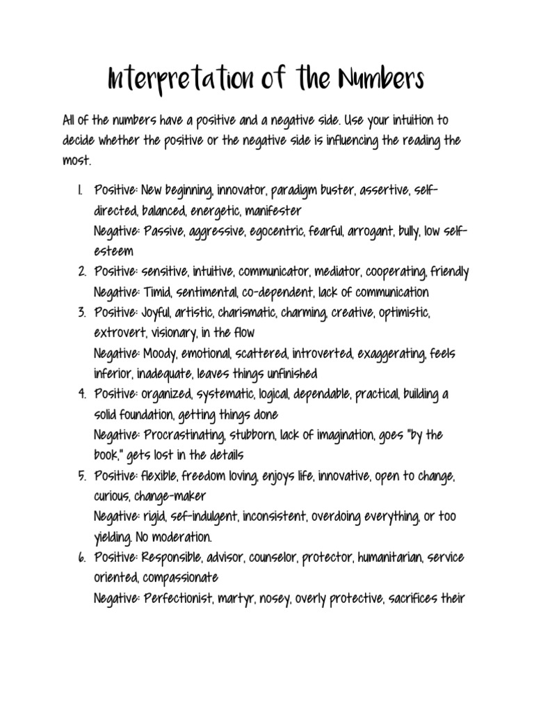 Interpretation of The Numbers | PDF