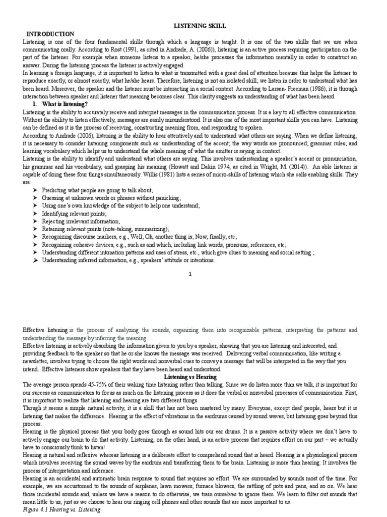 Listening Skills Handout | PDF | Nonverbal Communication | Top Down And ...