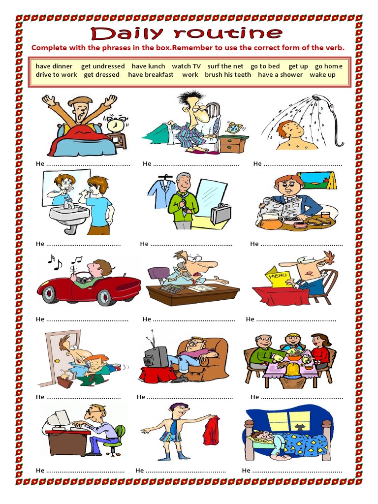 Daily Routine Verb Practice | PDF | Language Arts & Discipline