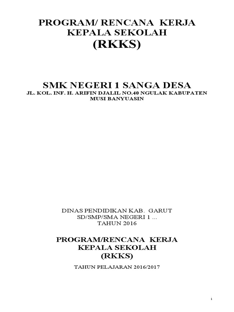 Program Kerja Kepala Sekolah Lengkap | PDF