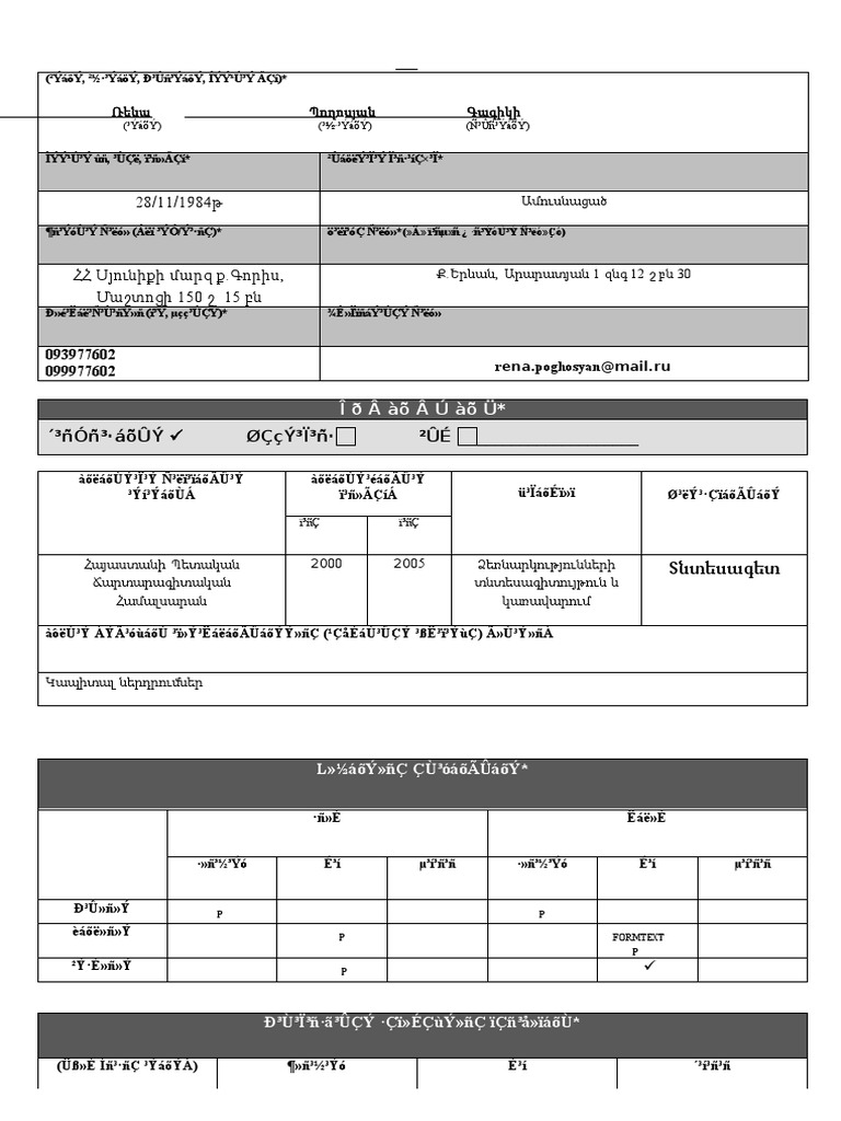 CV Rena Poghosyan | PDF