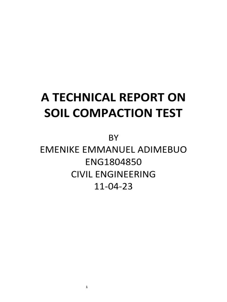 A Technical Report On Soil Compaction Test | PDF | Materials | Soil Science