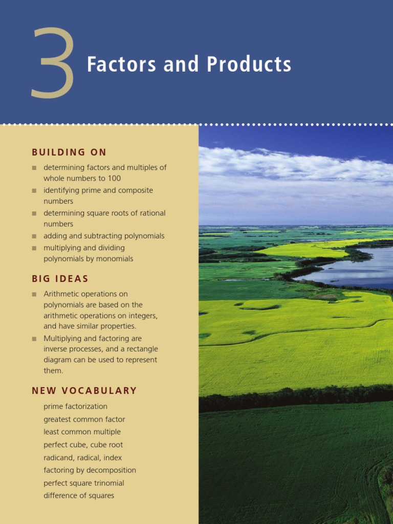 Math 10 CH 3 - Factors Products | PDF | Factorization | Numbers