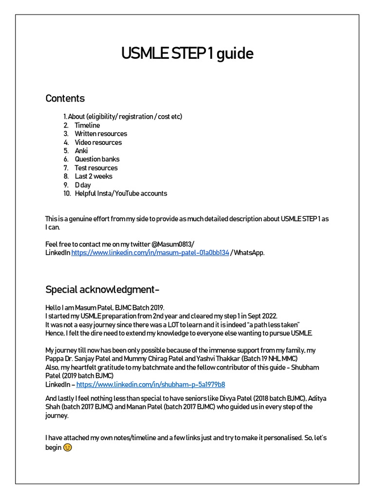 Usmle Step 1 Guide Pdf Residency Medicine Medical School