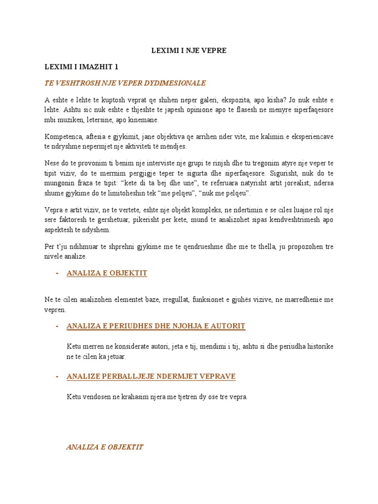 LEXIMI I NJE VEPRE Piktura | PDF