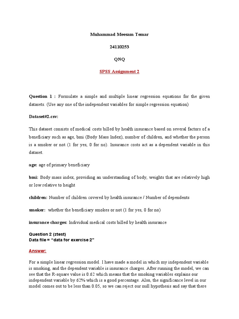 Spss Assignment 2 | PDF | Regression Analysis | Dependent And Independent Variables