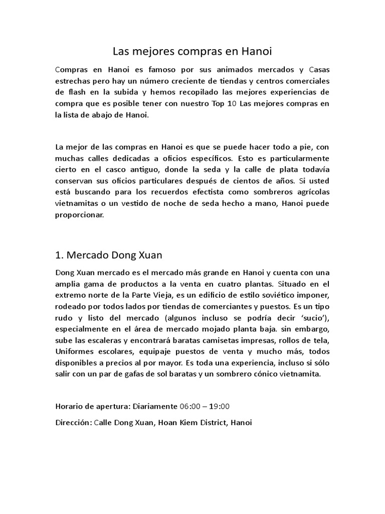 Mejores lugares para comprar en Hanoi | PDF | Hanoi | Zapato