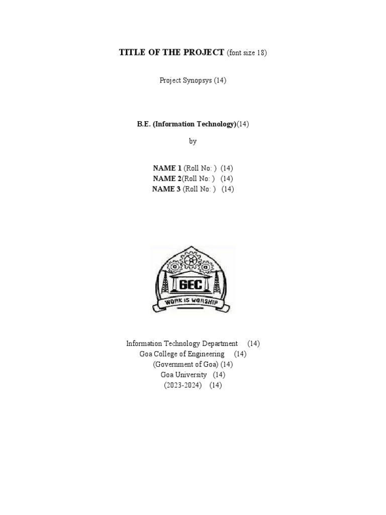 Project Synopsys Format 2023-24 | PDF