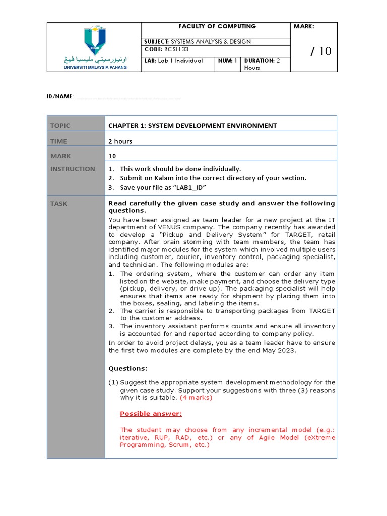 Lab 1 - Schema | PDF | Agile Software Development | Outsourcing