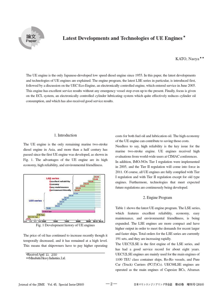 Latest Developments and Technologies of UE Engines | PDF | Engines | Piston