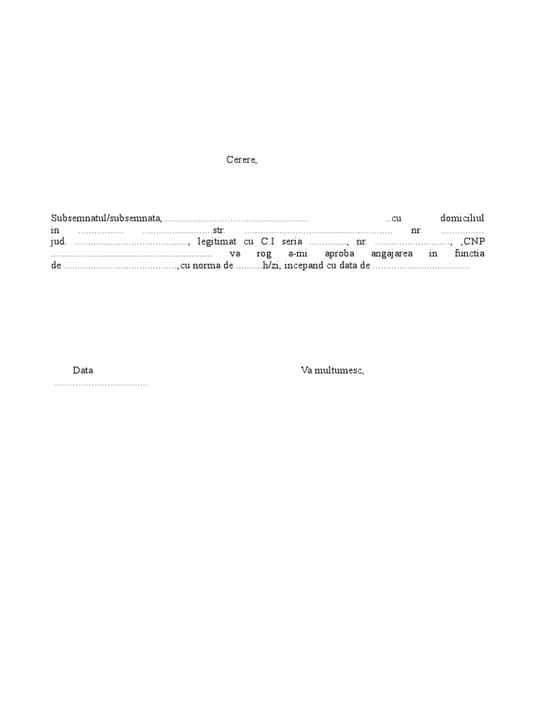 Cerere Angajare | PDF