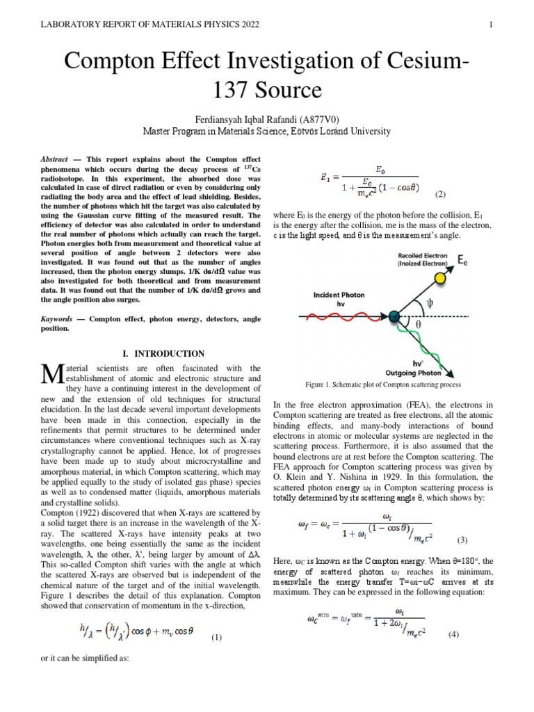 Compton Effect Report of Cesium 137 Source | PDF | Physical Phenomena ...