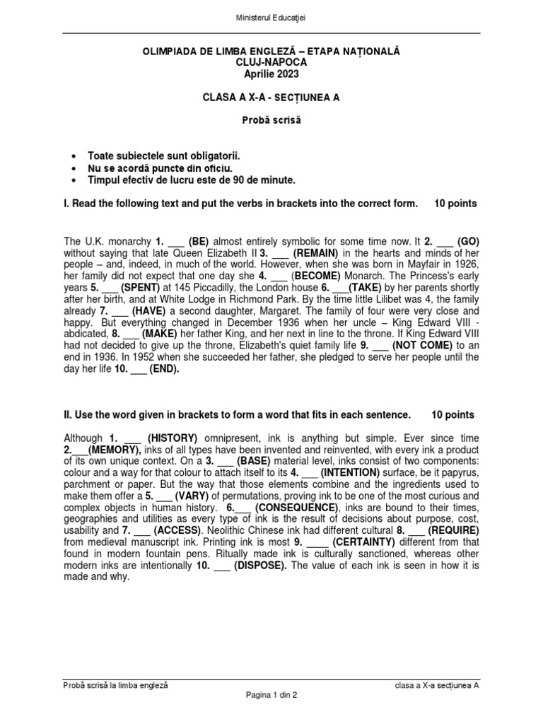 ON Engleza Scris 10 A Var | PDF | Ink | Beauty