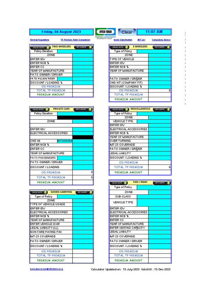 Premium Calculator | PDF