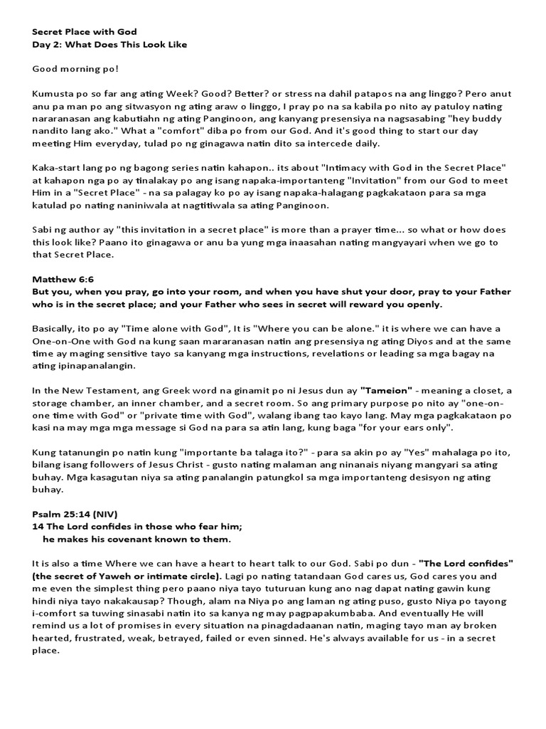 Secret Place with God_script | PDF