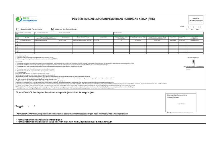 Formulir 6c BPJS Ketenagakerjaan | PDF