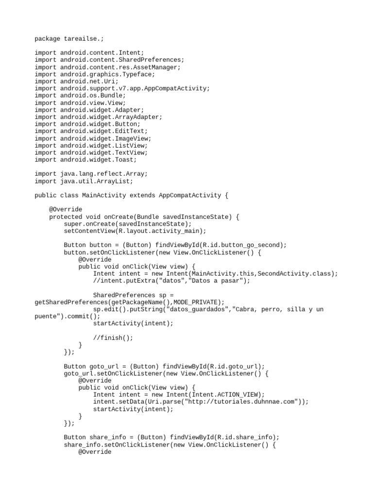 Mainactivity Java Clase Principal De La App Pdf Personal Digital Assistant Embedded Linux