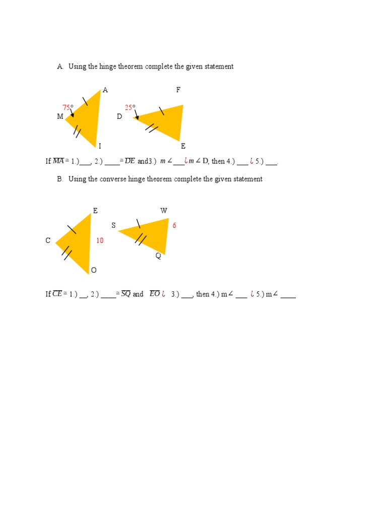 QUIZ Hinge Theorem | PDF