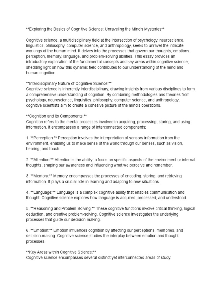 Intro to Cognitive Science Basics | PDF | Computers