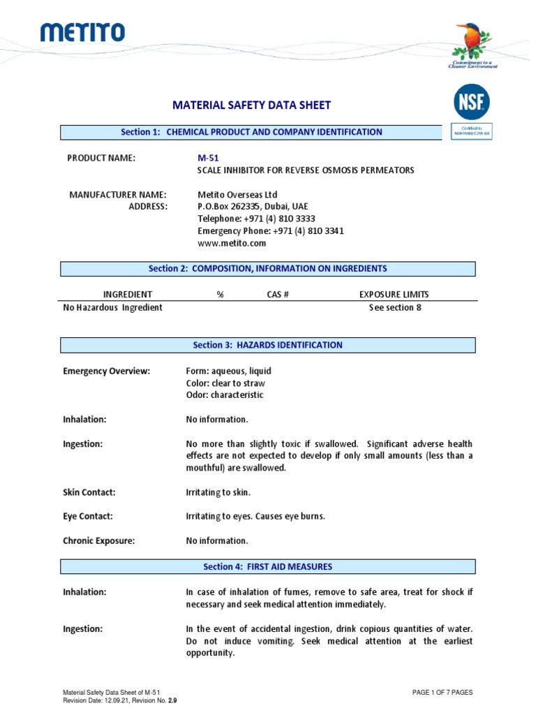 MSDS - M-51 | PDF | Dangerous Goods | Toxicity