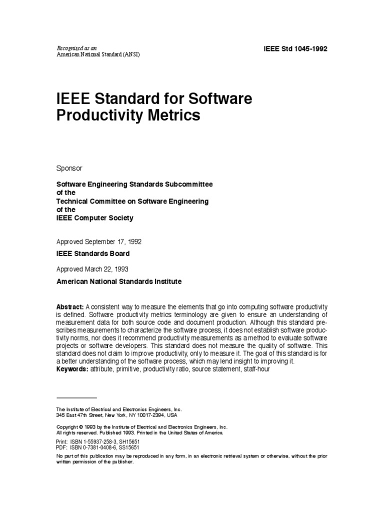 IEEE STD 1045-1992 | PDF | Programming | Computer Program IEEE STD 1045-1992 | PDF | Programming | Computer Program