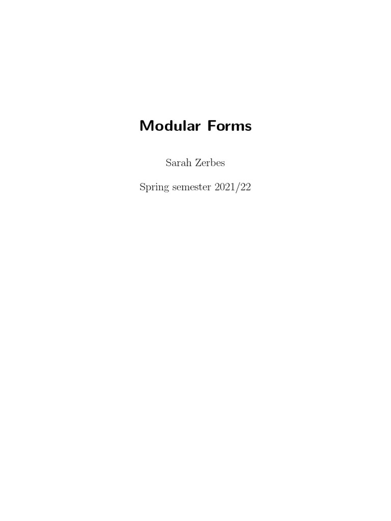 Modular Forms Updated Pdf Mathematical Concepts Differential Geometry