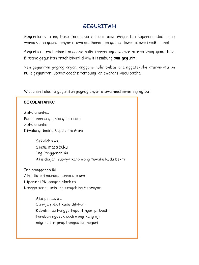 Materi Geguritan | PDF
