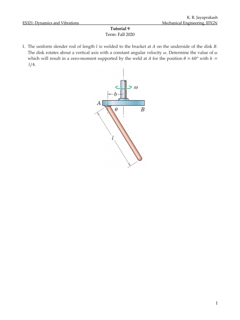 9-ES321 Tutorial9 | PDF | Rotation Around A Fixed Axis | Rotation