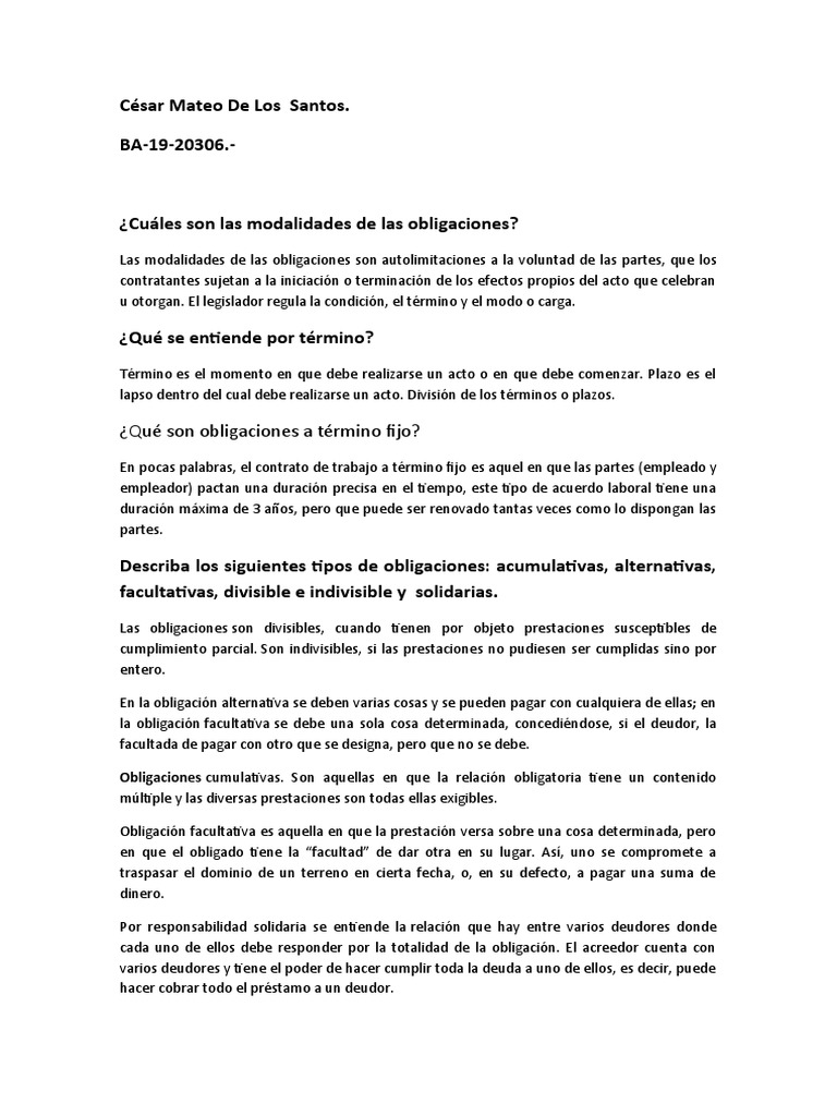 Tarea III Obligaciones | PDF Tarea III Obligaciones | PDF