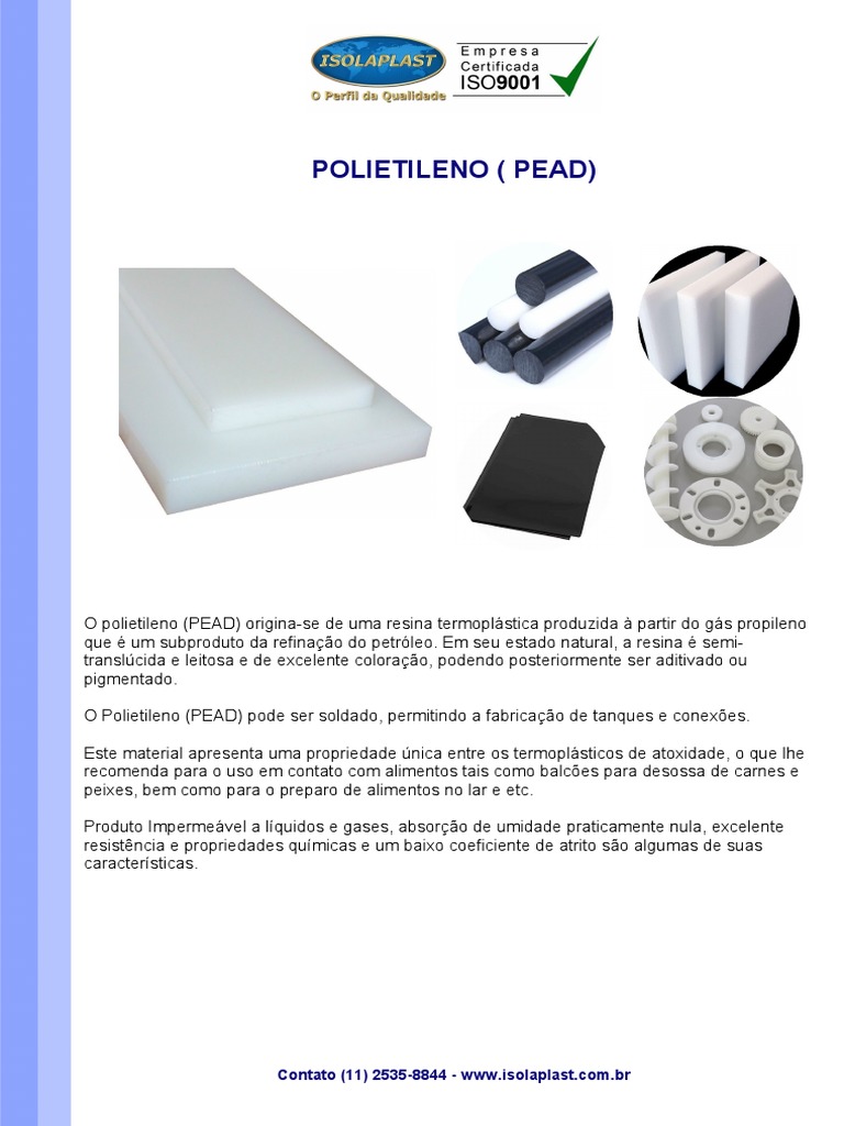 Ficha PEAD - ISOLAPLAST | PDF | Polietileno | Ciências Físicas