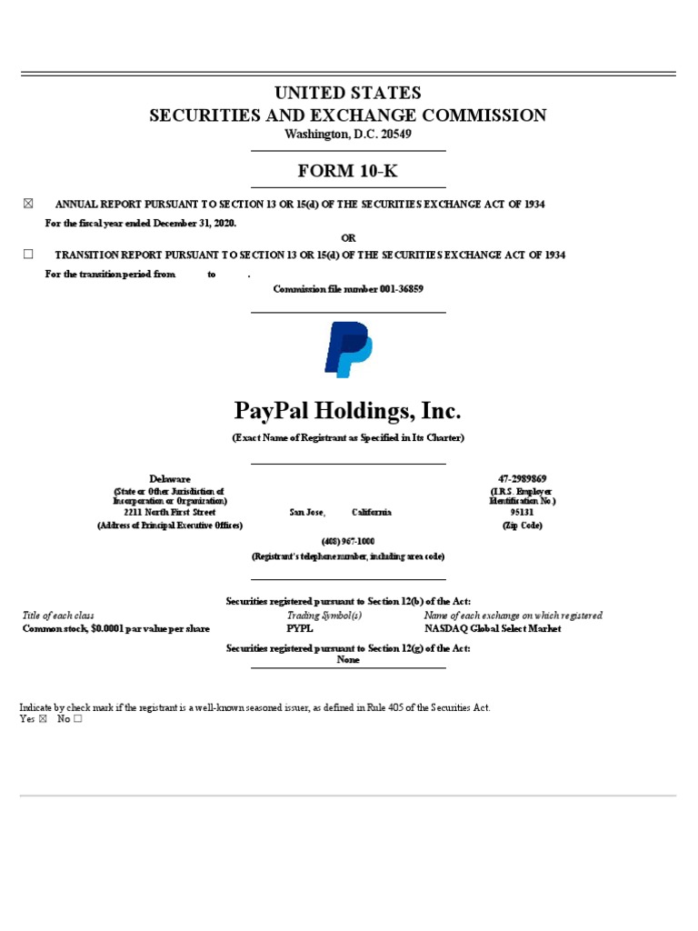 PayPal 2020 Annual Report Summary | PDF | Credit Card | Pay Pal