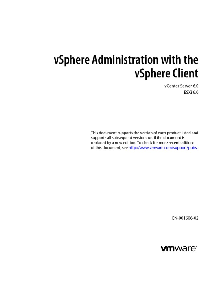 Vsphere Esxi Vcenter Server 60 Client Administration Guide | Download Free PDF | Computer ...