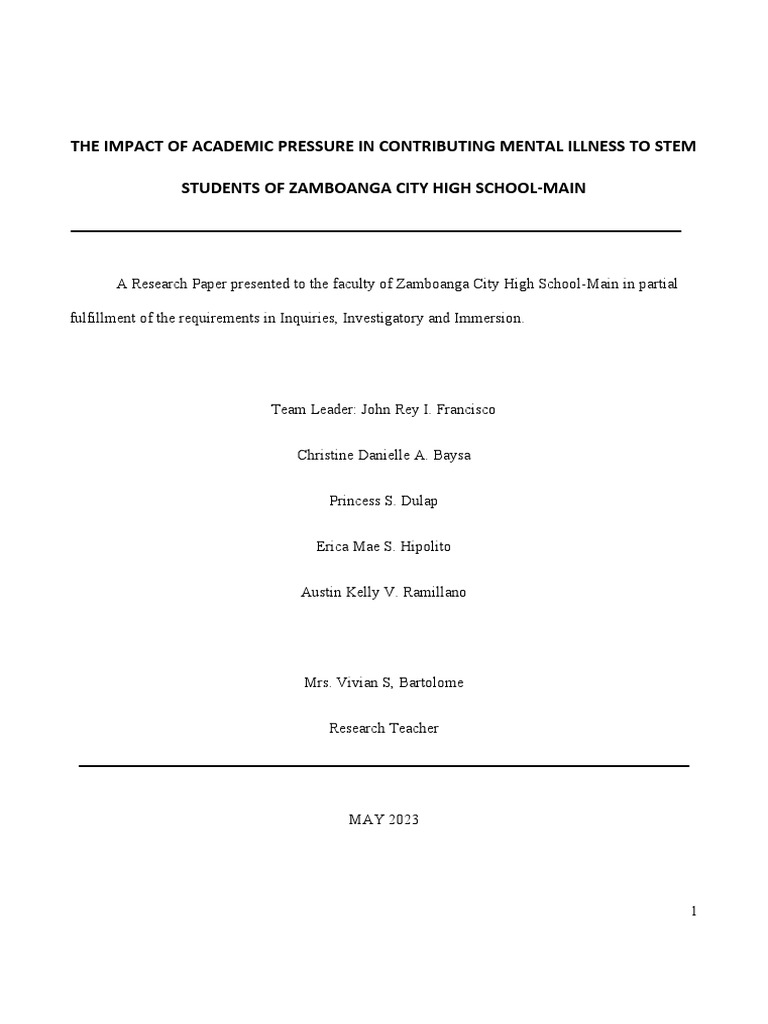 The Impact of Academic Pressure in Contributing Mental Health Problems ...