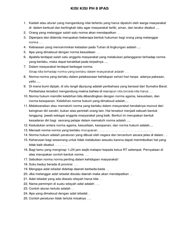 Kisi Kisi Ipas Bab 8 | PDF