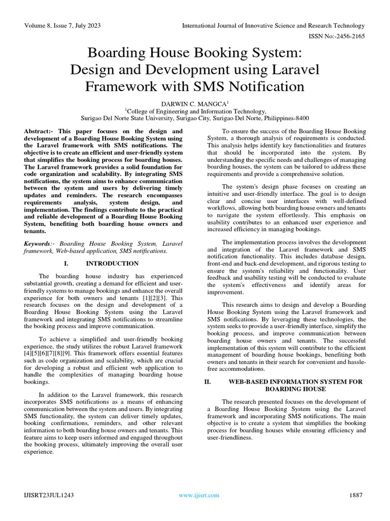 Boarding House Booking System: Design and Development Using Laravel ...