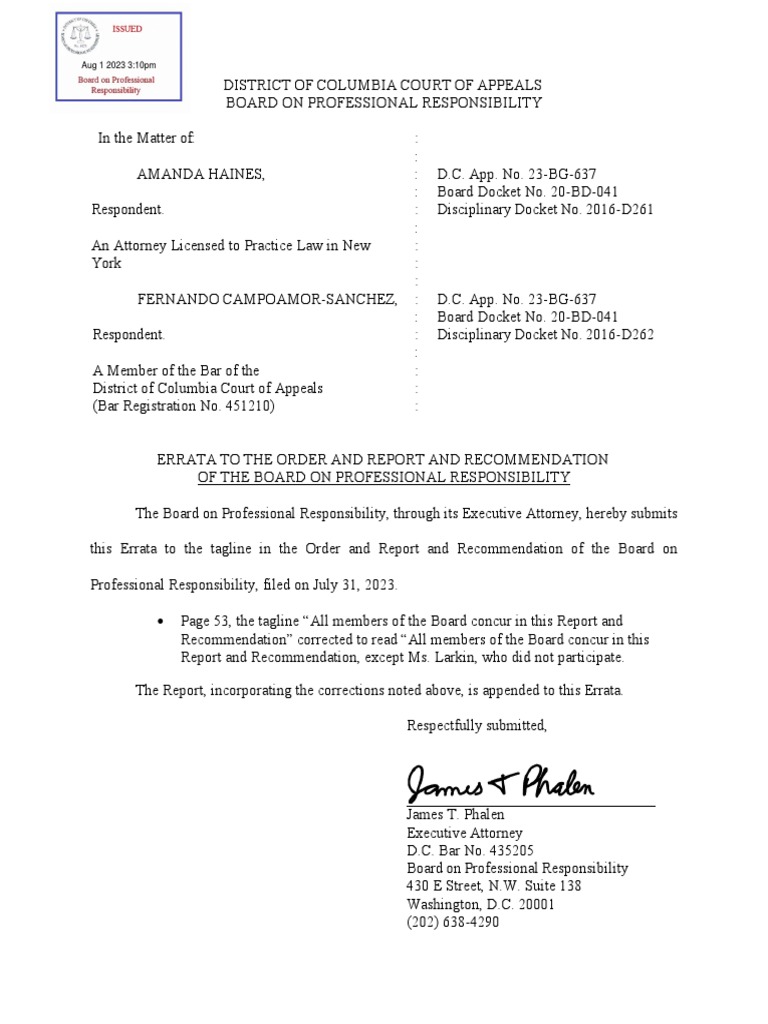 Ethics Board Seeks 60-Day License Suspension For Amanda Haines | PDF