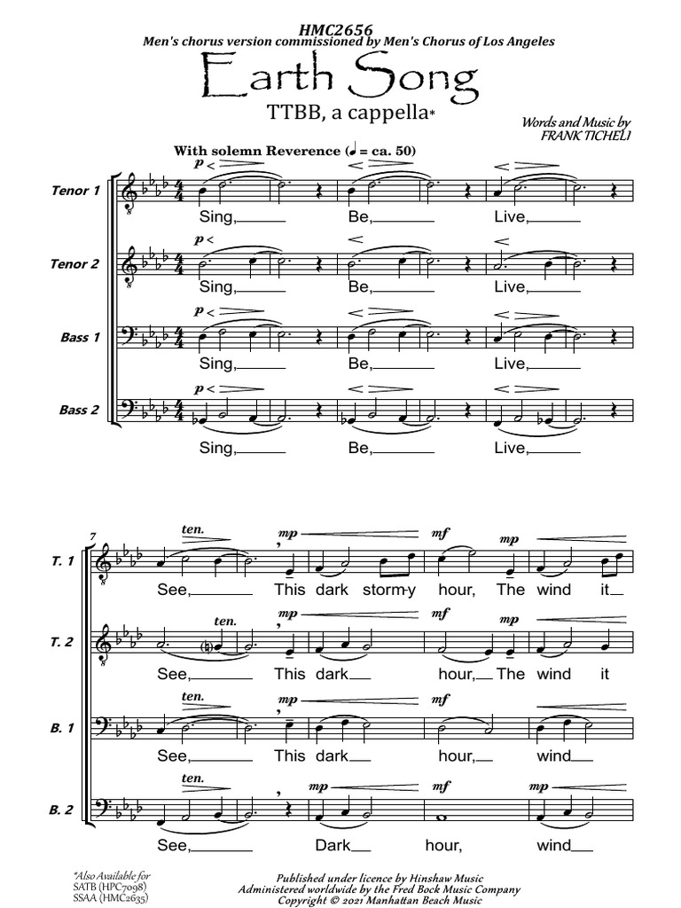 Earth Song PDF To Music-1 | Download Free PDF | Vocal Music | Musical ...
