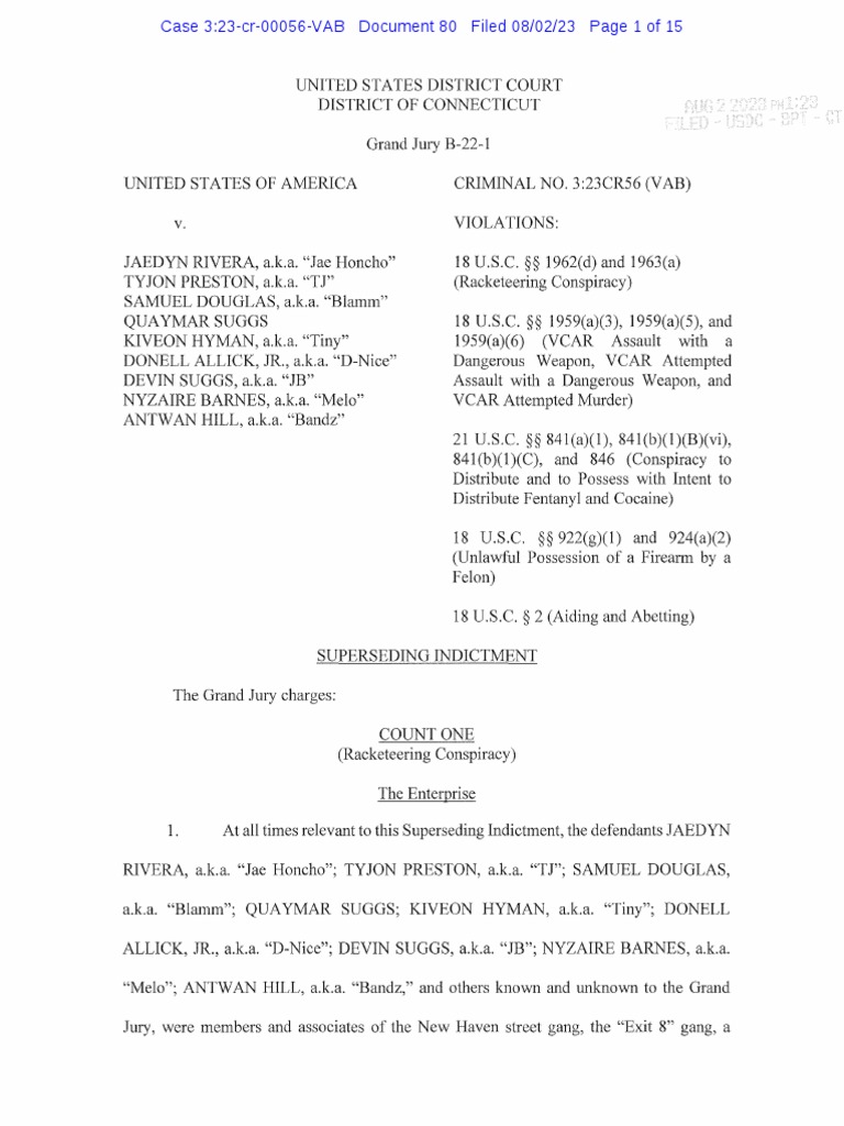 RIVERA Jaedyn, Et Al Superseding Indictment | PDF | Asset Forfeiture | Indictment