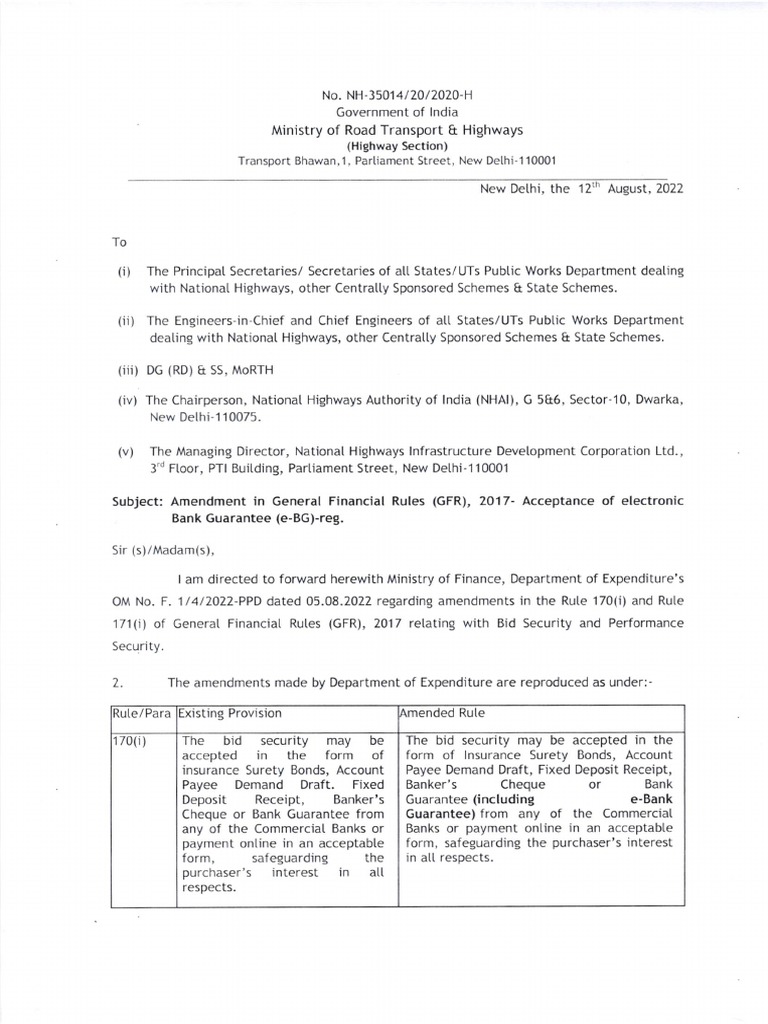 MORTH Circular For E BG | PDF | Payments | Banks