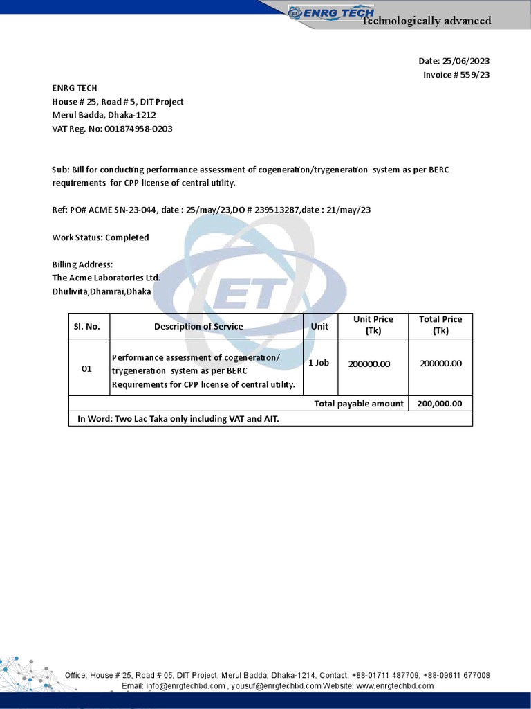 Invoice Acme Lab | PDF