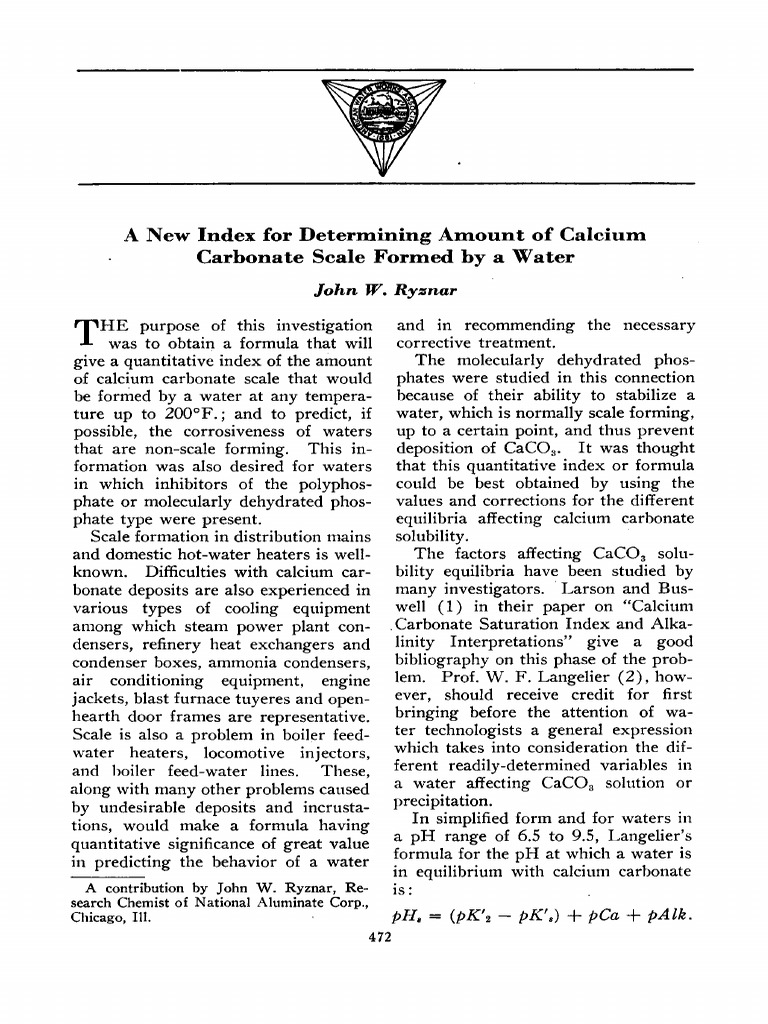 Ryznar | PDF | Alkalinity | Ph