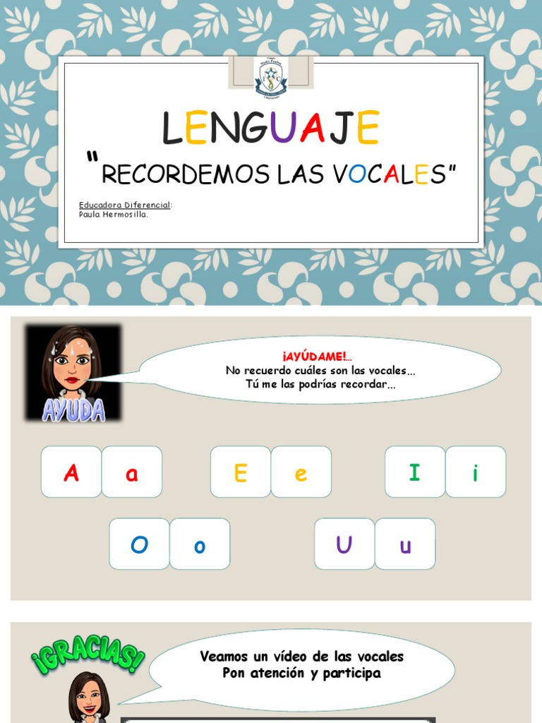 Repaso Vocales Primero Básico Pdf